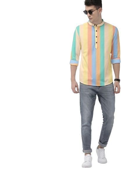 Men's Color Block Spread Collar Casual Shirt – luxeve